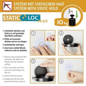 Černý nástěnný držák na toaletní papír Wenko Static-Loc® Plus