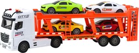 LEAN Toys Odtahový kamion Lora, sada 4 autíček, otevíratelné dveře, světla a zvuky