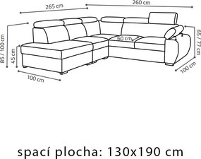 Sedací souprava BASTON | 265x260 cm | rozkládací + úložný prostor | VÝBĚR TKANIN
