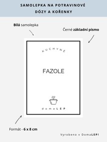 FAZOLE – bílá samolepka na dózu, základní písmo, 6 × 8 cm | DomaLEP