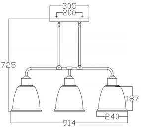 Feiss FE-HOBSON-3P-SN - Lustr na tyči HOBSON 3xE27/60W/230V