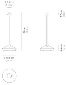 Zafferano Pina 3K dobíjecí stolní lampa IP54 tmavě šedá