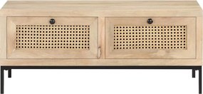 Konferenční stolek 90x50x37 cm masivní mangovník přírodní rákos 323511