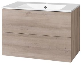Mereo Aira, koupelnová skříňka s keramickym umyvadlem 81 cm, dub - CN721
