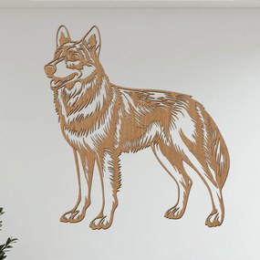 dřevo života Dřevěný obraz psa Československý vlčák Zvolte rozměr (cm): 54x60, Zvolte barvu dekoru: Horský dub