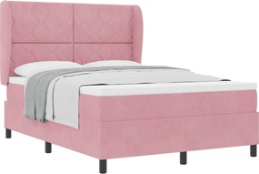 Postel s boxspringem s čelo Růžová 200 x 160 cm samet 3340993