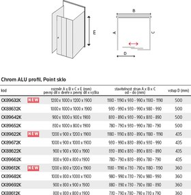 Mereo Mereo, Sprchový kout, Lima, obdélník, čtverec, chrom ALU, sklo Point, CK89642K