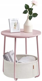 Růžový příruční stolek s odkládacím košem SALMA