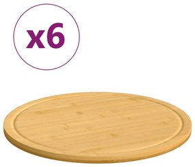 vidaXL Prkénka na krájení 6 ks Ø 40 x 1,5 cm bambus