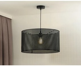 Duolla - Lustr na lanku ROLLER RATTAN 1xE27/15W/230V pr. 45 cm černá
