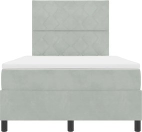 Postel s boxspringem s čelo Světle šedá 120 x 190 cm samet 3339884