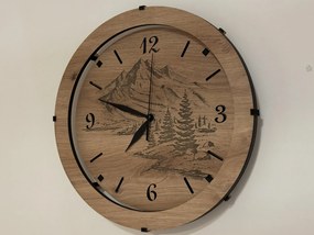 Li-Go "Hory" světelné hodiny 230V/12V/dub světlý velikost svítidla/hodin: 31 cm