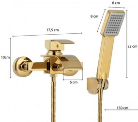 Erga Talea, vanová baterie s ruční bodovou sprchovou soupravou, zlatá lesklá, ERG-YKA-BP.TALEA-GLD