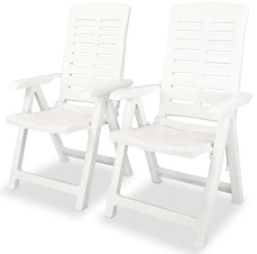 Polohovatelné zahradní židle 2 ks plastové bílé,  43895