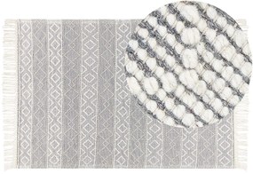 Vlněný koberec 160 x 230 cm šedý/bílý TONYA Beliani