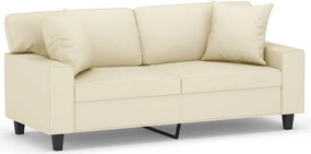2místná pohovka s polštáři krémová 140 cm umělá kůže 3200867