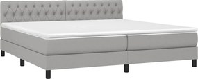 Box spring postel s matrací a LED světle šedá 200x200 cm textil 3133421