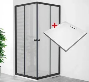 POINT Q BLACK HARD 80x80 Grape Čtvercový sprchový kout s mramorovou vaničkou