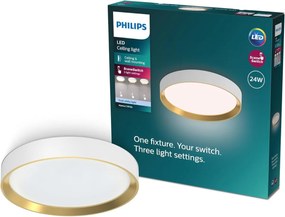 Philips hanno stropní svítidlo led, 24 w, 2800 lm, 4000 k, sceneswitch, bílé/zlaté