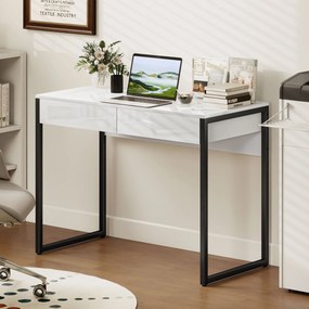 HOMCOM počítačový stůl 100 x 50 cm – ocelový rám, 2 zásuvky, kompaktní do domácí kanceláře, černý