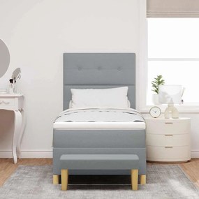 Postel s boxspringem s čelo Světle šedá 190 x 90 cm textil 3344261