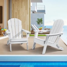 Plastová sada židlí Adirondack 2 skládací ohniště do každého počasí bílé