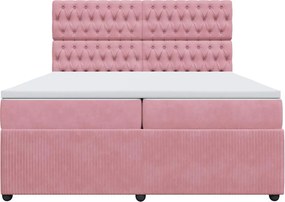 Box spring postel s matrací růžová 200x200 cm samet 3294741