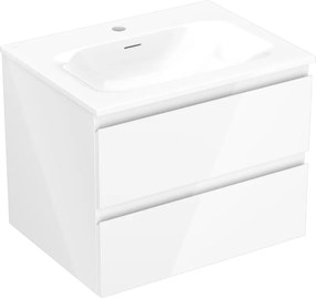 Mexen Orio, koupelnová skříňka 60 cm s umyvadlem Vela, 2 zásuvky, bílá lesklá, 91A10-06047-2-BFF00-W23M00