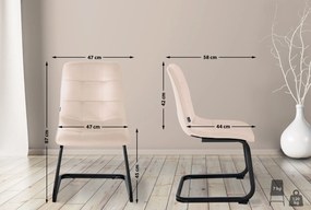 Sada 2 jídelních židlí Vermont samet – krémová