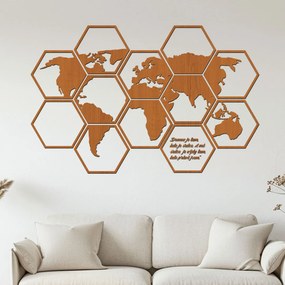 dřevo života Dřevěná mapa světa Hexagon Zvolte barvu dekoru: Třešeň, Rozměry šxv (cm): 124x80