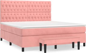 Box spring postel s matrací růžová 180x200 cm samet 3138042
