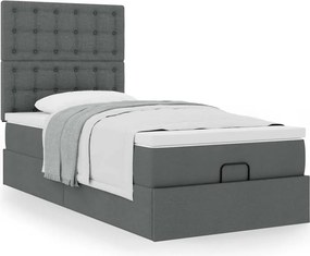 Osmanský rám postele s matrací tmavě šedá 90x190cm textil 3313286