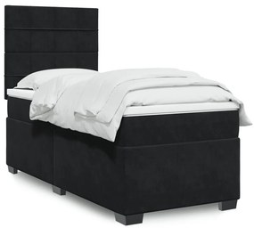 Box spring postel s matrací černá 100x200 cm samet 3293136