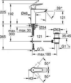 Grohe QuickFix Start - Umyvadlová baterie s výpustí chrom