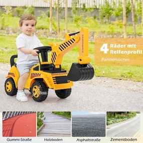 Costway Dětský bagr s nastavitelnou lopatou a úložným prostorem pod sedadlem.