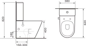 Erga Tina, WC kombi mísa 620x365x820 mm, Rimless + funkce bidetu + toaletní sedátko, černá matná, ERG-V03-TINA-RIM-BID-BK