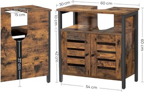 Koupelnová skříň, skříňka pod umyvadlo 60 x 30 x 60 cm, rustikální hnědá