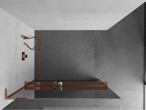 Mexen Kioto+ L, sprchová zástěna Walk-In s poličkou a věšákem 70 x 200 cm, 8mm sklo vzor zrcadlo, růžové zlato profil, 800-070-123-60-50