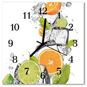 Nástenné skleněné hodiny Citrusové ovoce