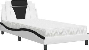 Postel Viana s matrací bílá a černá 100 x 200 cm umělá kůže 3208781