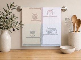 Bellatex Kuchyňská utěrka 1 ks 50x70 cm Sova Béžová