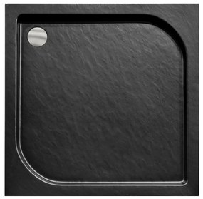 Besco Čtvercová sprchová akrylátová vanička OSKAR NEW SE SQ 80x80 (90x90) IP B Stone Effect Barva: Stone Effect černá, Rozměry (cm): 80x80