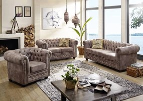 Askont R Pohovka 3M Silver Chesterfield Oxford