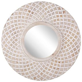 Nástěnné zrcadlo ø 60 cm světlé dřevo POMARO Beliani