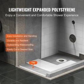 Sada sprchového obrubníku, 1524 × 965 mm Sada sprchové vaničky se 160 mm