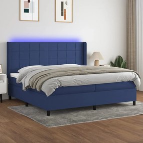 Box spring postel s matrací a LED modrá 200x200 cm textil 3138347