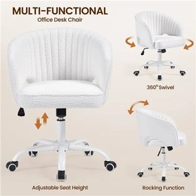Kancelářská židle Yaheetech – bílá, 56,6 cm (šířka) × 60 cm (hloubka) × 73 cm – 83 cm (výška) (267591732083)