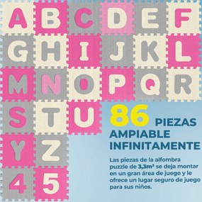 Puzzle podložka 86dílný růžová