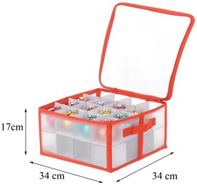 Úložný box na baňky Christmas, 34x34x17 cm, červená