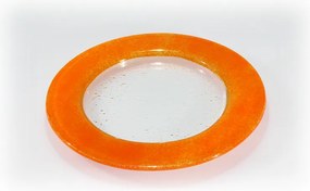 BDK-GLASS Kulaté talíře BAND - s oranžovým okrajem Průměr: 26cm